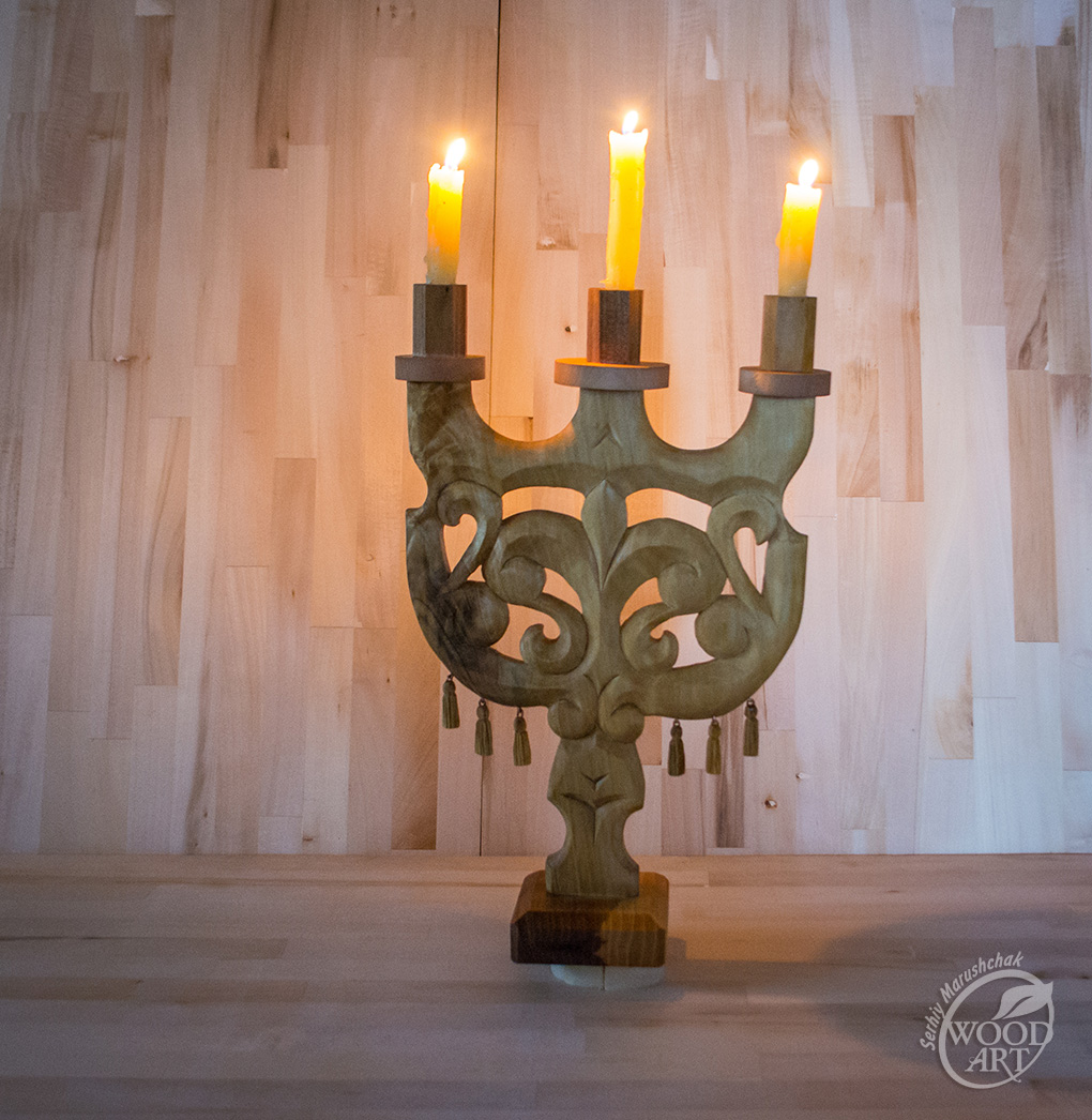 WOODCARVING / Різьблення по дереву: Різьблений свічник-трійця / Carved Candlestick-Trinity