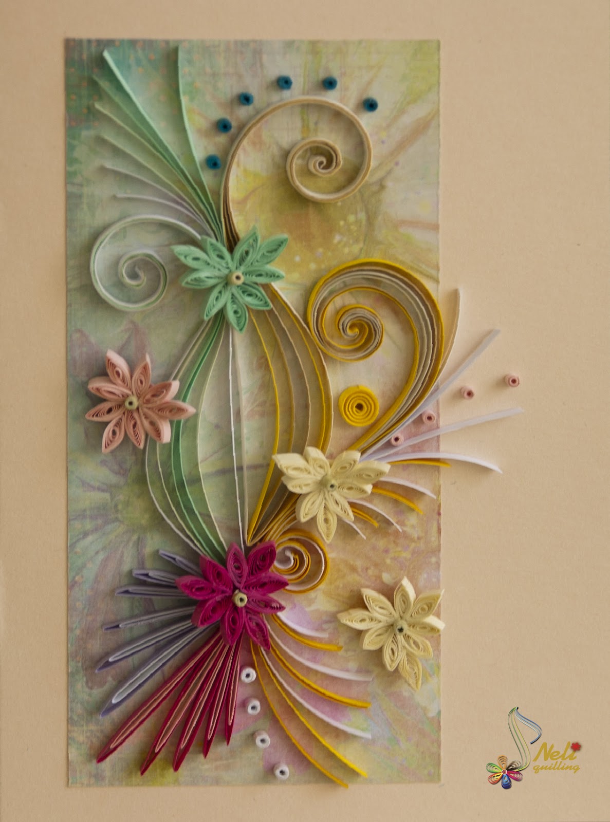 Neli Quilling Art: Quilling card with background-1
