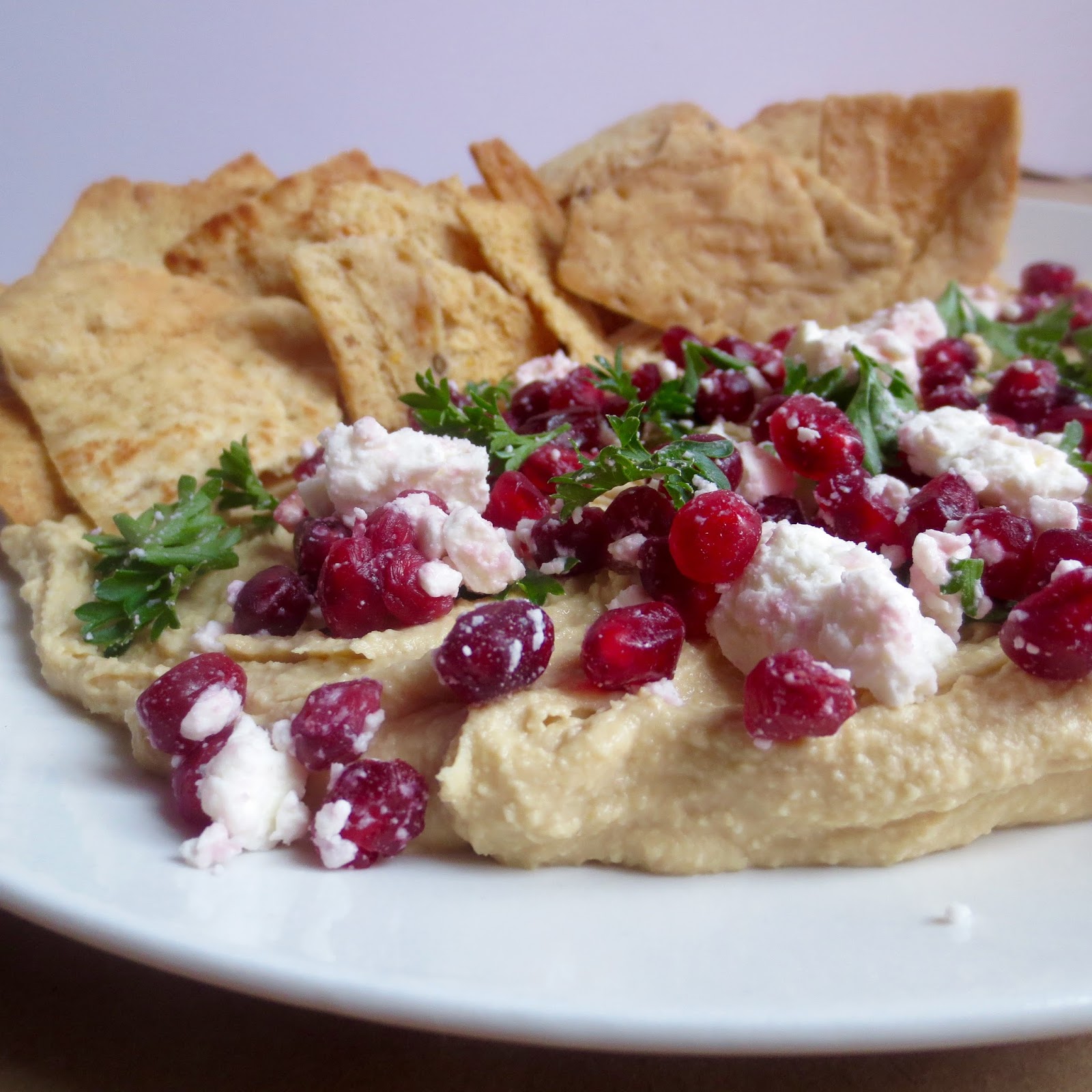 Simple Forest: Pomegranate + Feta Topped Hummus