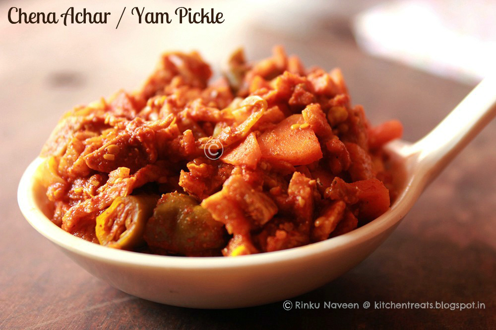 My Food Treats: Chena Achar / Kerala Style Yam Pickle