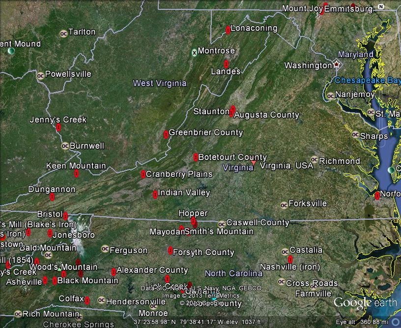 The Latest Worldwide Meteor/Meteorite News: Virginia Meteorites Map