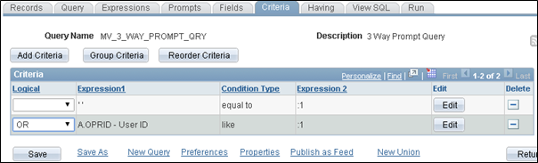 Oracle PeopleSoft Notes: PS Query - Extensive use of Expression and Prompts