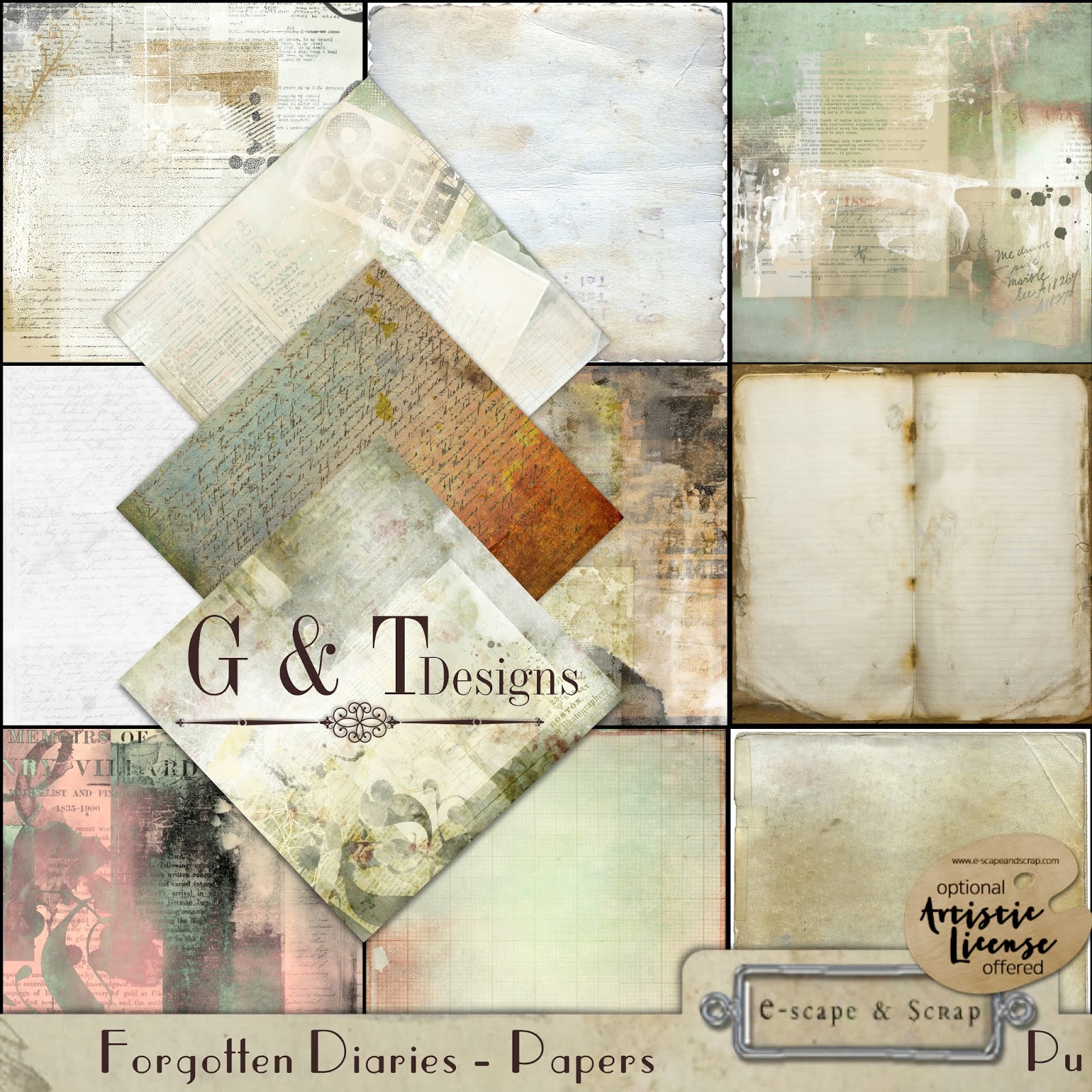 E-scape and Scrap: G&T Designs - Forgotten Diaries Kit & Freebie