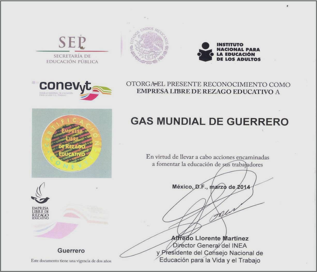 Difusión IEEJAG: Reconocimiento CONEVyT a Empresa Libre de Rezago