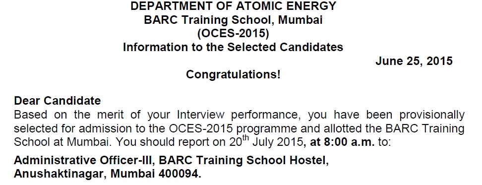 My BARC Interview Experience