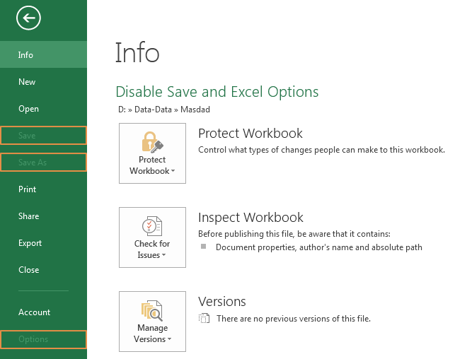 Cara Menonaktifkan Tombol Save, SaveAs dan Excel Option - Rumus Excel