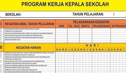 Contoh Program Kerja Kepala Sekolah Format Word - Format Sekolah ...