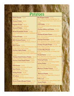 Information Design: Redesign #4- Potato Shack Menu