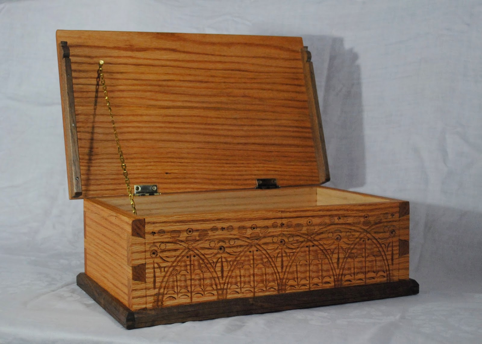 Carved Red Oak Box