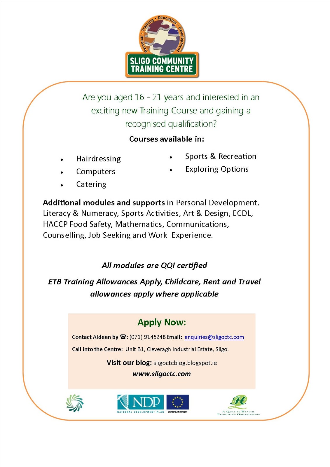 Are You Interested in an Exciting New Course? - Sligo Community ...