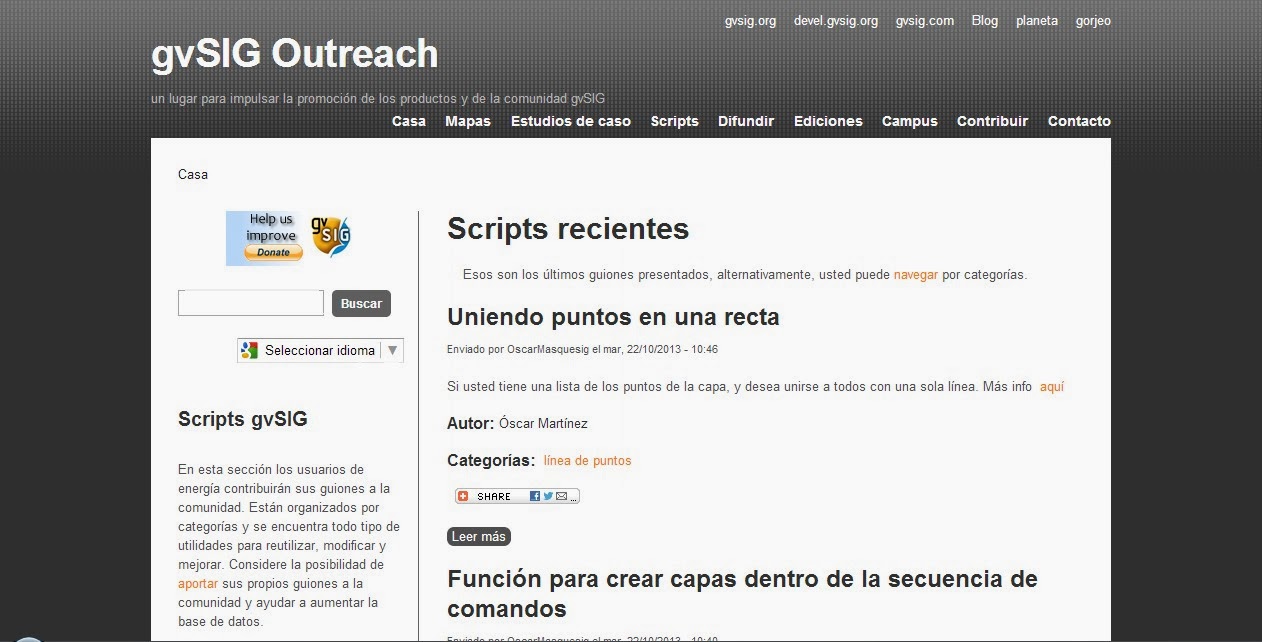 Geomática: gvSIG Outreach: nuevo repositorio de scripts de gvSIG