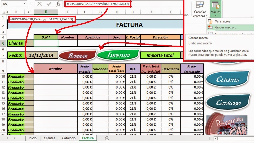 Carmen's Computing Blog: Excel: automatic invoice