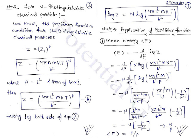 Partition Function For N Distinguishable Particle In Two Dimension Potential G