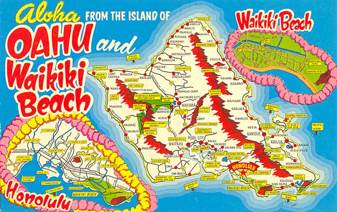 *Postcard Gems: Map: Aloha from Oahu