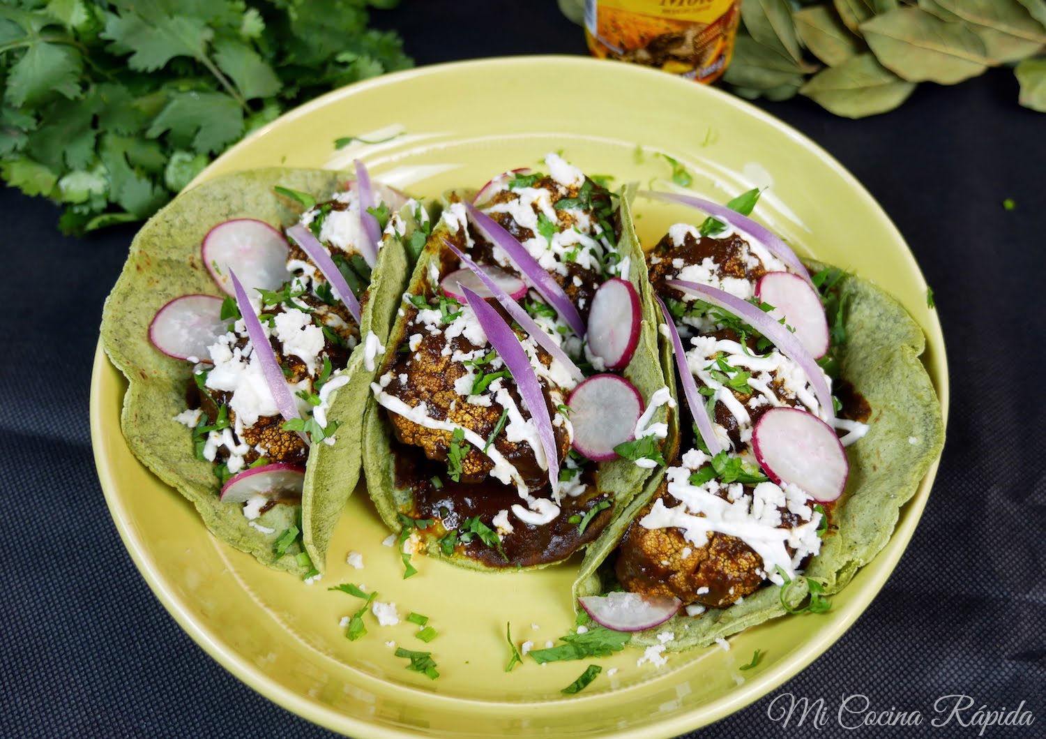 Cauliflower Mole Tacos - Mi Cocina Rápida