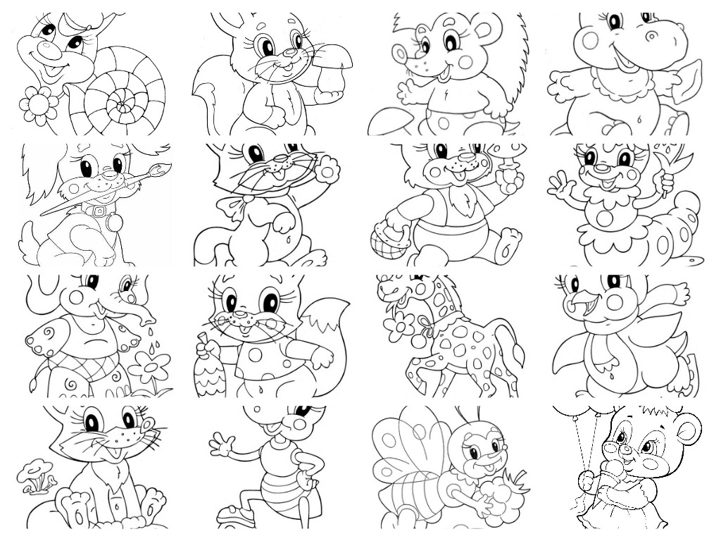 Creionasul cel Istet si prietenii: Animalute(planse pentru colorat)