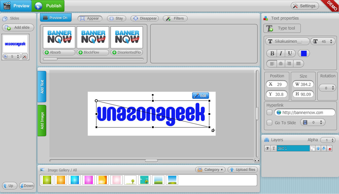 Crear Banner flash en linea y gratis - Banner Now