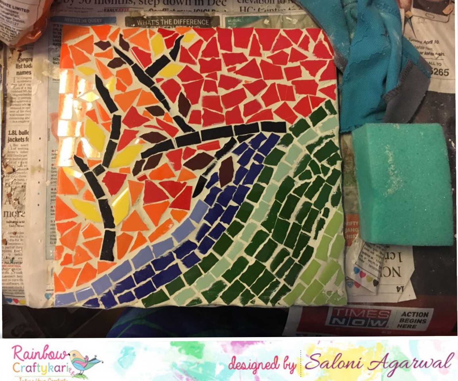 Welcome to Rainbow Craftykari Blog: Mosaic Art Tutorial by DT Saloni
