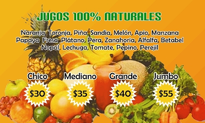 Mexicali al natural: MENU