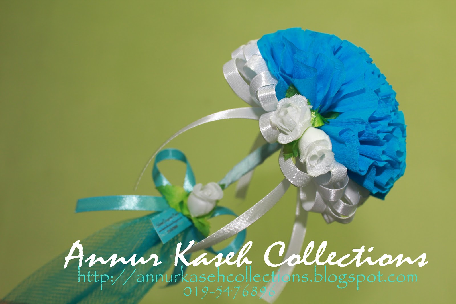 ~bunga telur tisu (tema biru turqoise+putih)~ | ANNURKASEH COLLECTIONS ...