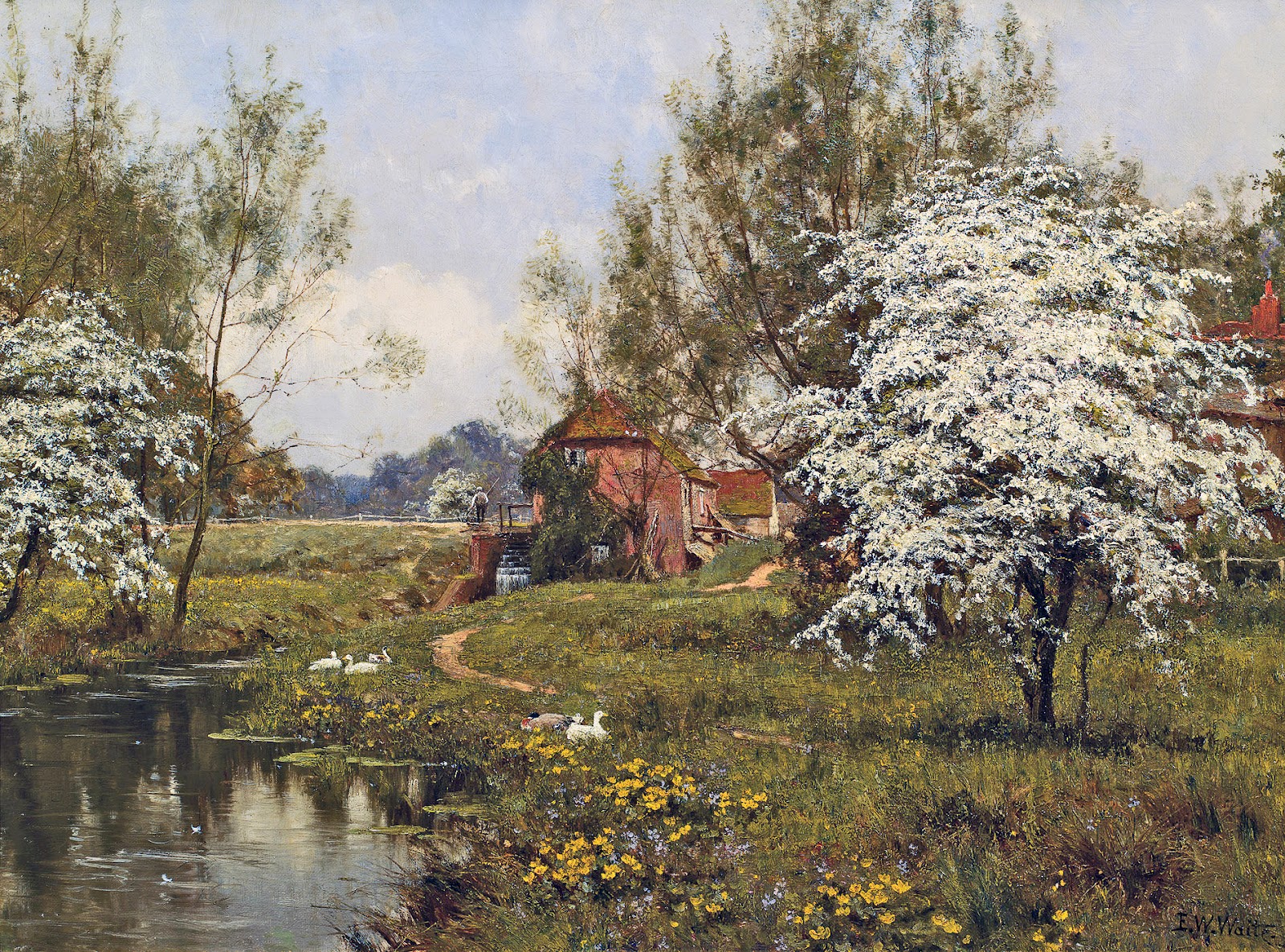 Edward+Wilkins+Waite+-+The+Mill+Cottage+in+Spring.jpg (1600×1186 ...