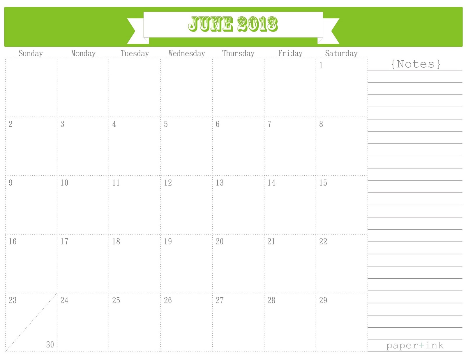 Free Printable Calendars: June / July 2013