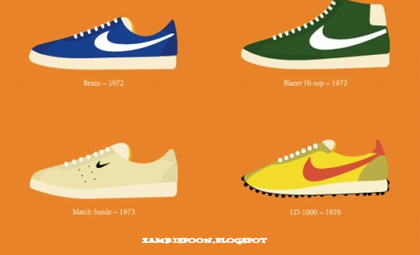 Rekabentuk kasut jenama nike dari tahun 1973-2007 | wansite