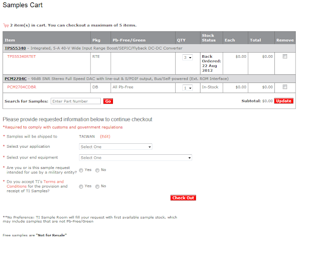 銀色，是我的信仰。 - Mahdi's blog: TI德州儀器申請Sample教學