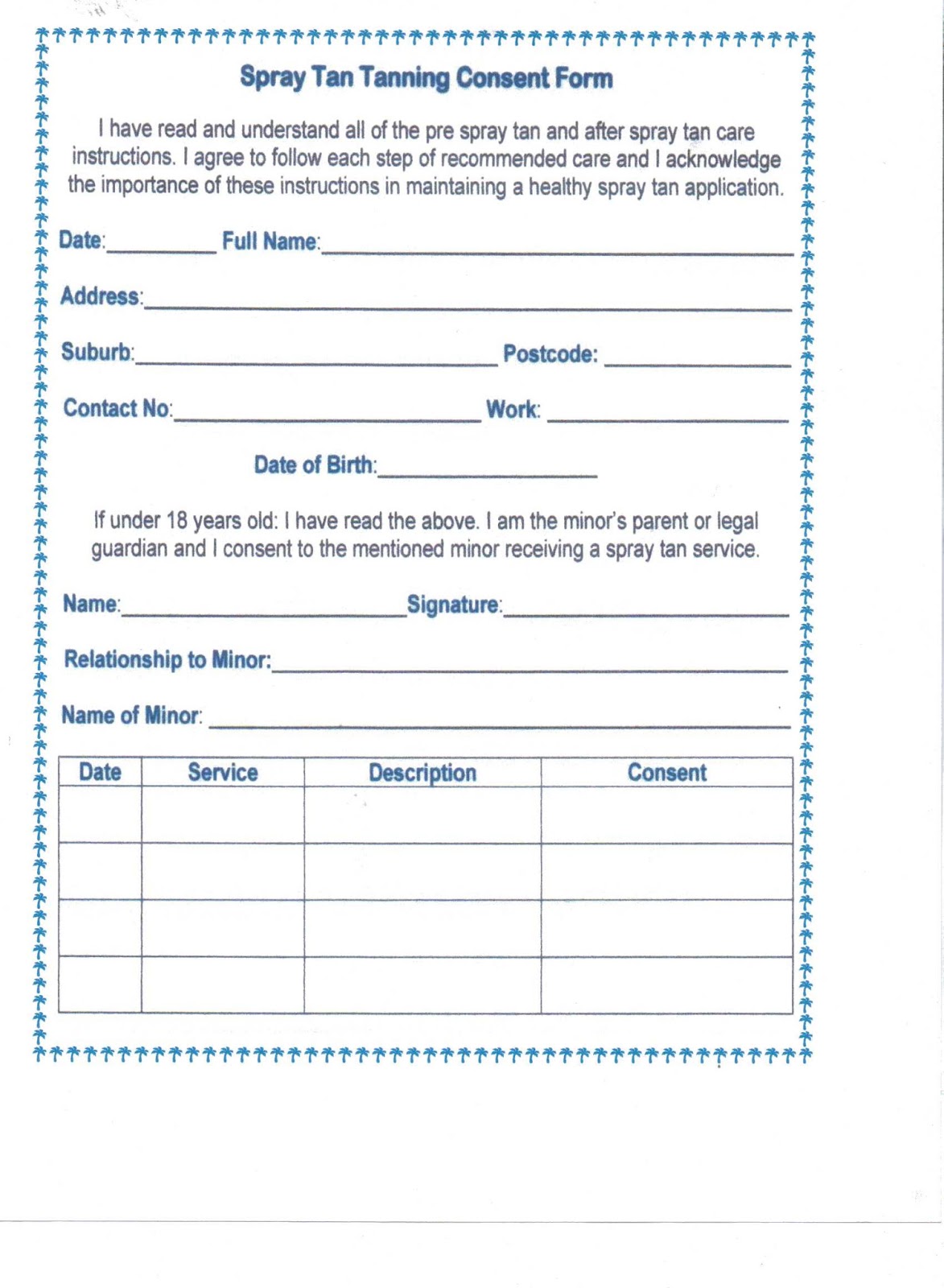 Spray Tan Consent Form - Quotes Type
