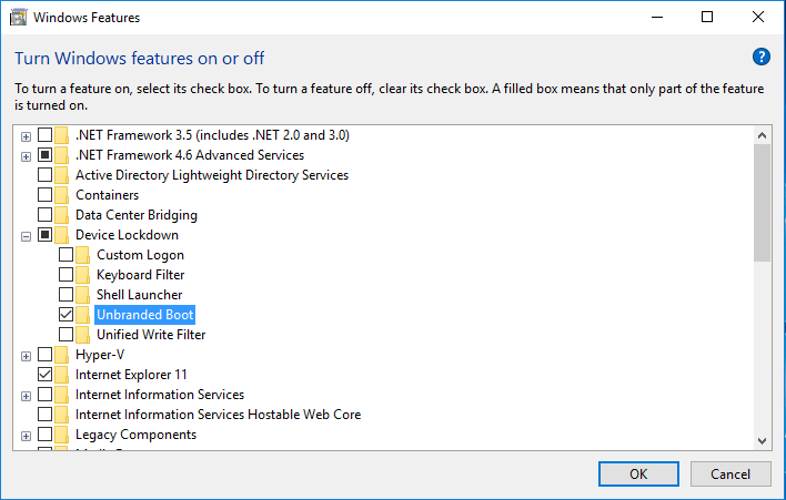 Cấu hình Unbranded Boot trên Windows 10 Enterprise và Windows 10 Education