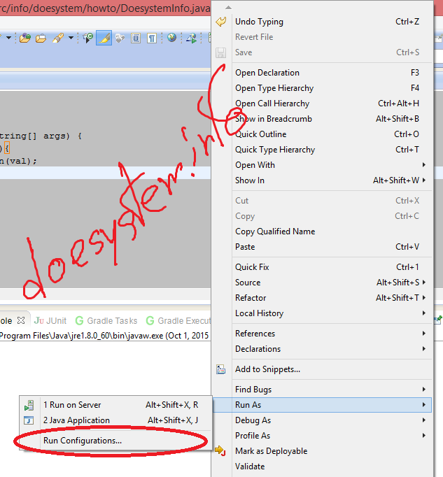 Doesystem การใส่ค่าตัวแปร Args Method Main ใน Eclipse