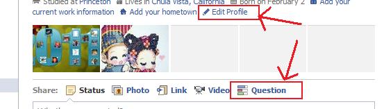Pic: Questions in a FB profile
