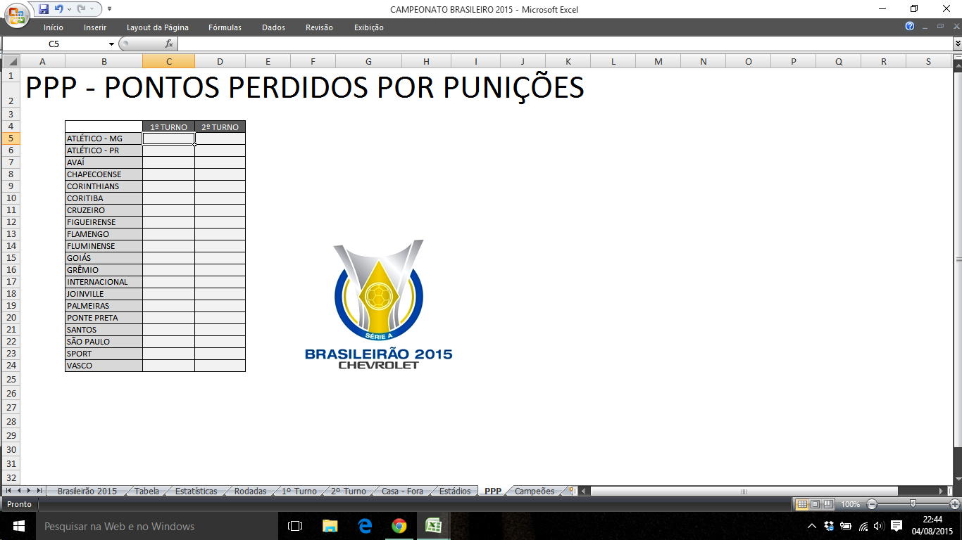 Esporte Mapas E Excel Tabela Em Excel Campeonato Brasileiro 2015