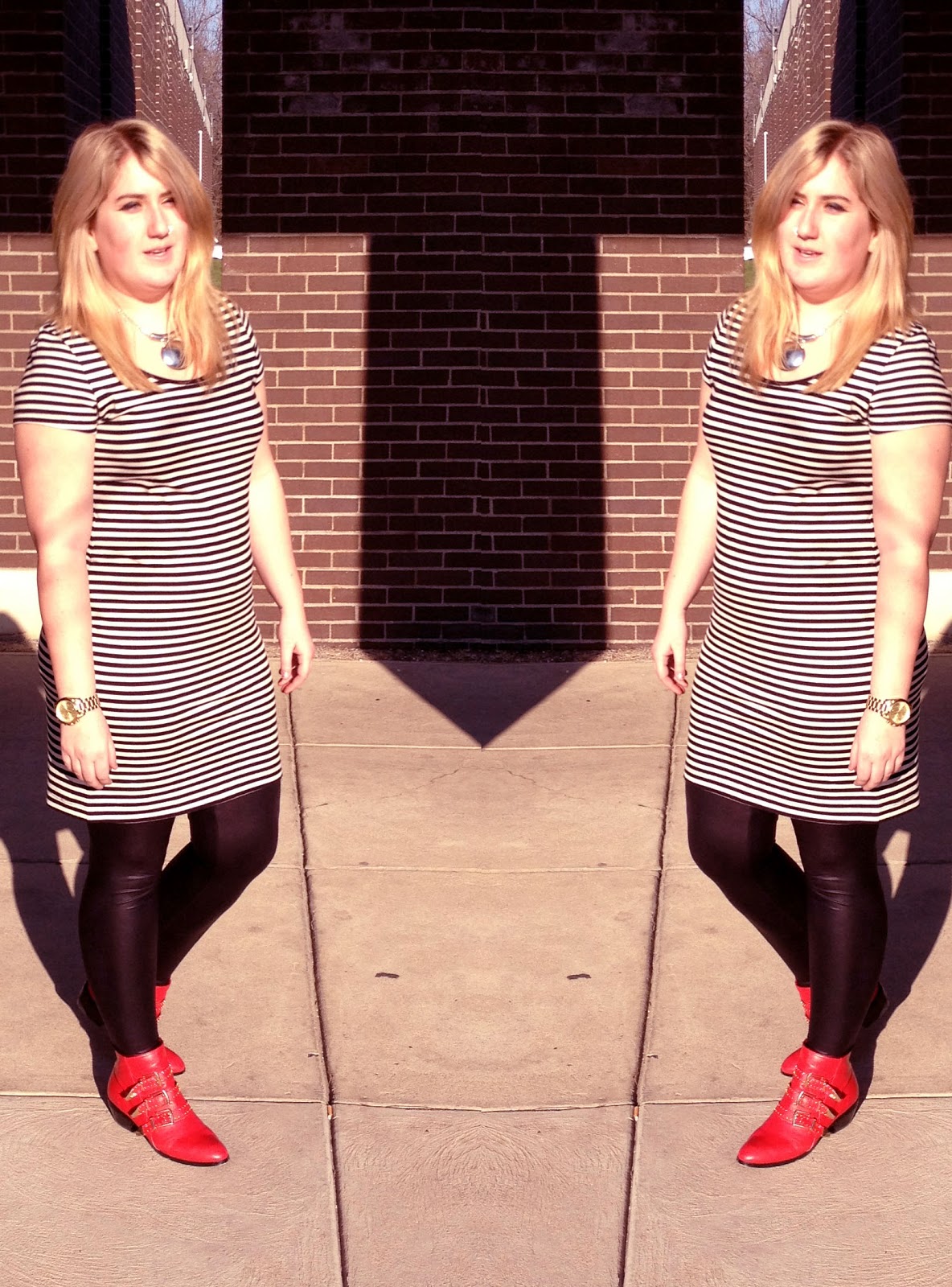 Blondie Cat Style: Red Boots & Stripes