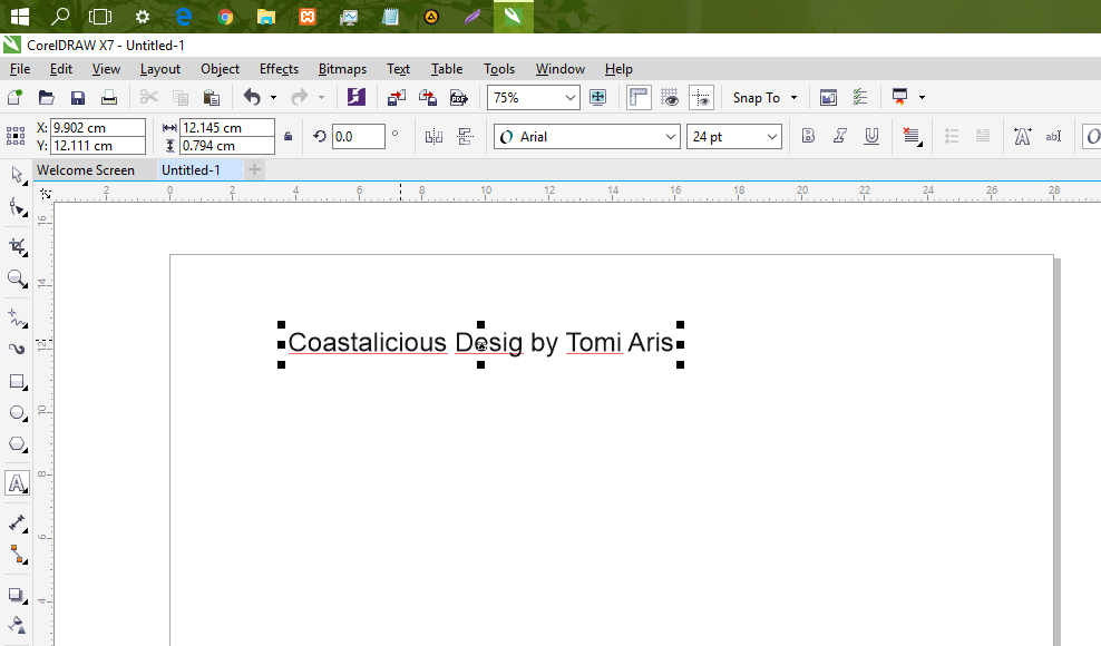 Menggunakan "Fit text to Path" pada CorelDRAW X7 ~ Coastalicious