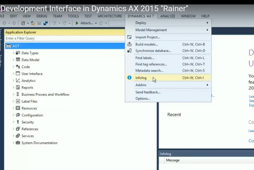 Dynamics Development Interface, Ax 2015 Rainier ,Ax7