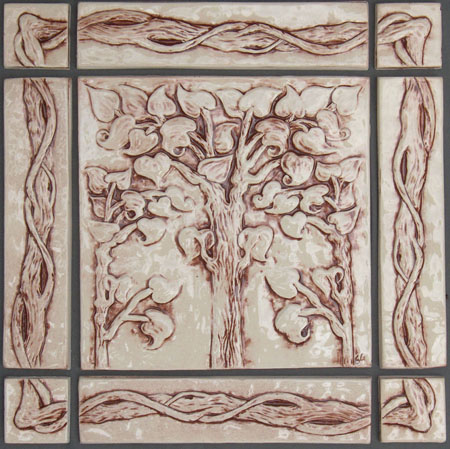 Decorative handmade ceramic tile: Decorative relief carved ceramic Art ...