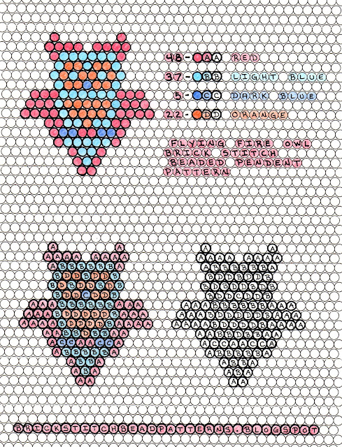Brick Stitch Bead Patterns Journal: Flying Fire Owl Charm or Pendent ...