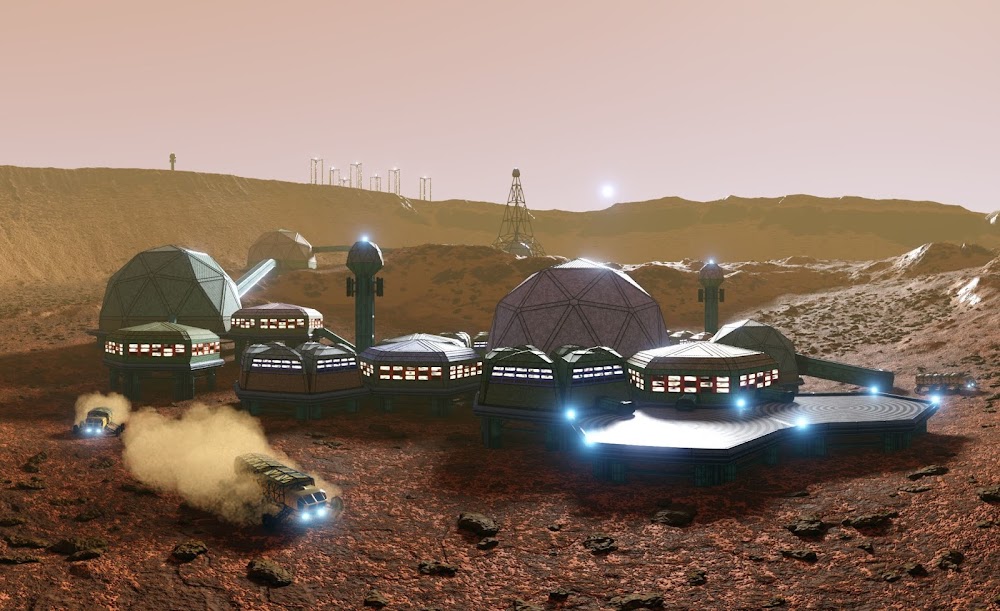 Mining colony in a Martian crater by Johannes Ewers | human Mars