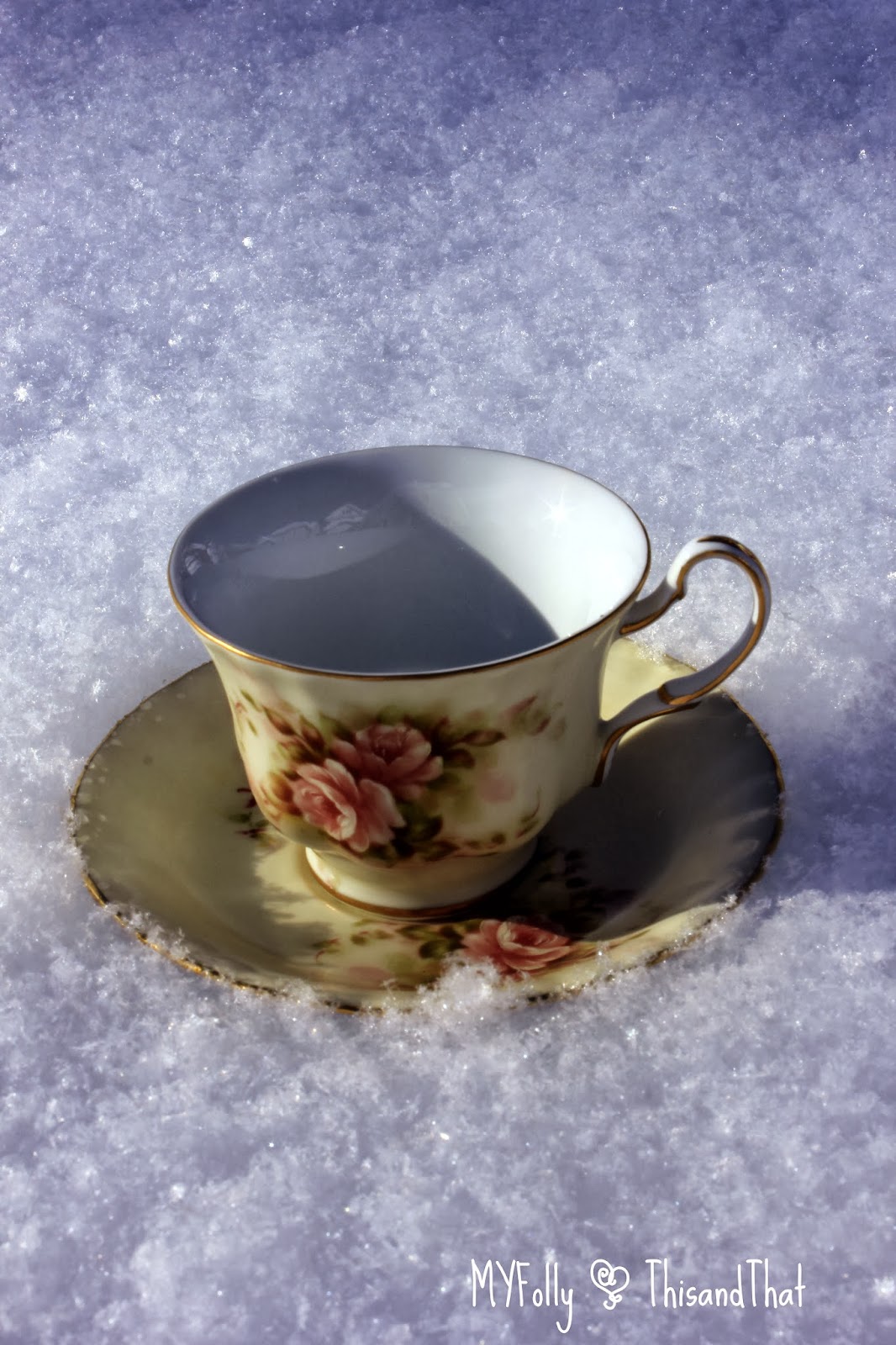 This and that: Tea Cups in the Snow for Sunlit Sunday