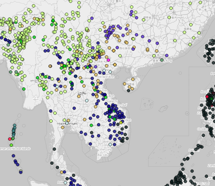World map of language families from Glottolog