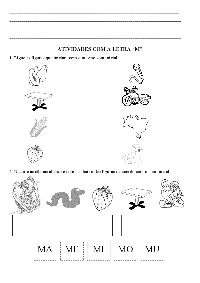 Compartilhando Ideias: Atividades com a letra M