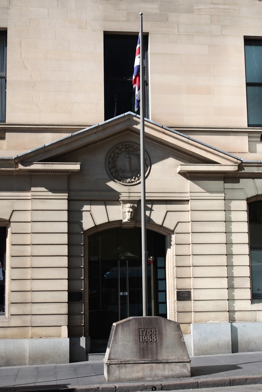 Sydney - City and Suburbs: Loftus Street, monument and flag