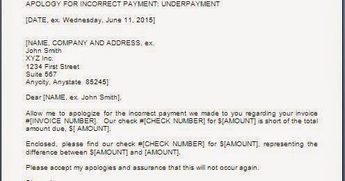 Apology Letter for Underpayment