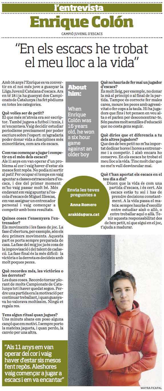 BLOCABADATS: Enrique Colón: campió juvenil d'escacs