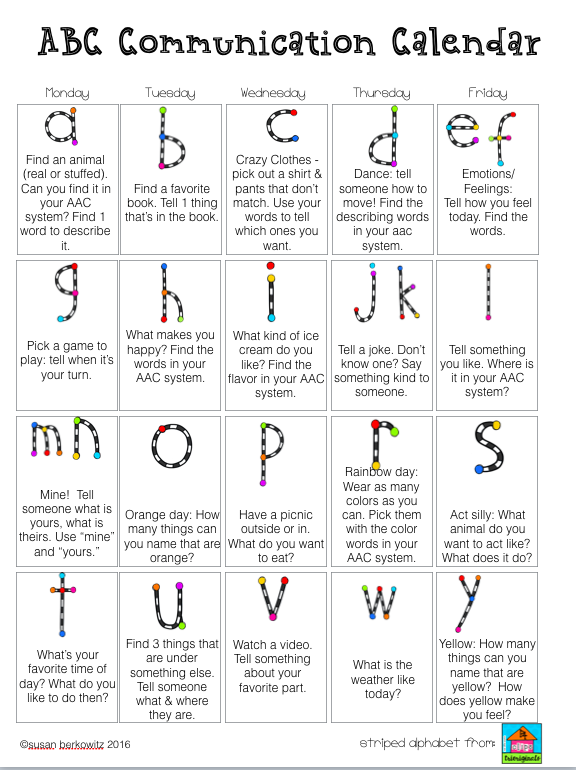 Susan Berkowitz s FREE ABC Summer Communication Calendar Classroom Susan Berkowitz s FREE ABC Summer Communication Calendar Classroom