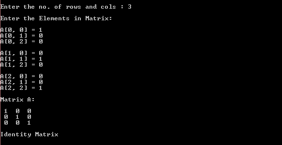 Identity Matrix In C Zero C