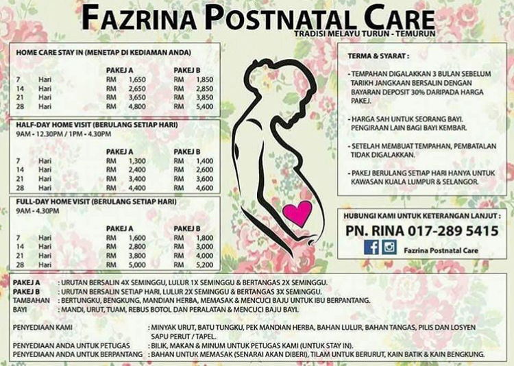 Sarah Hussain: Berpantang dengan Fazrina Postnatal Care