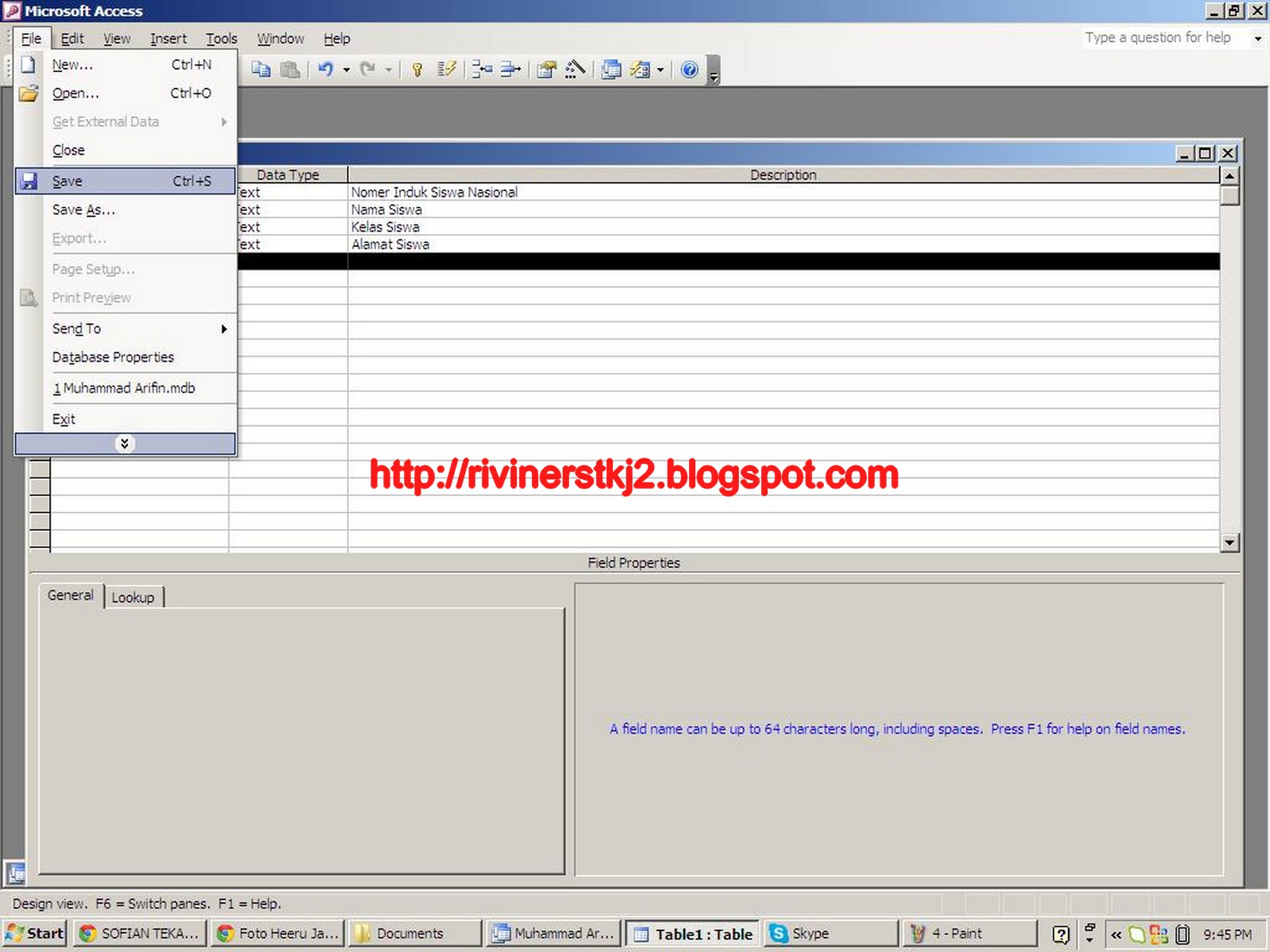 Information Technology: Membuat database pada MS.ACCESS 2003
