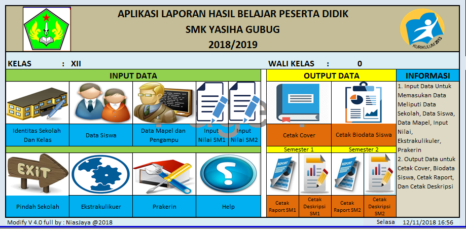 APLIKASI RAPORT UNTUK KELAS XI SMK KURIKULUM 2013 ~ Belajar Teknologi dan Informasi